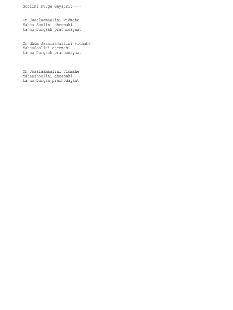 Shoolini Durga Gayatri Mantram | PDF