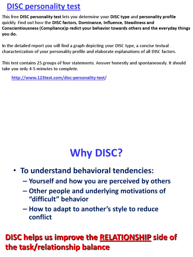 Free DISC Personality Test Guide | PDF | Behavior | Motivation