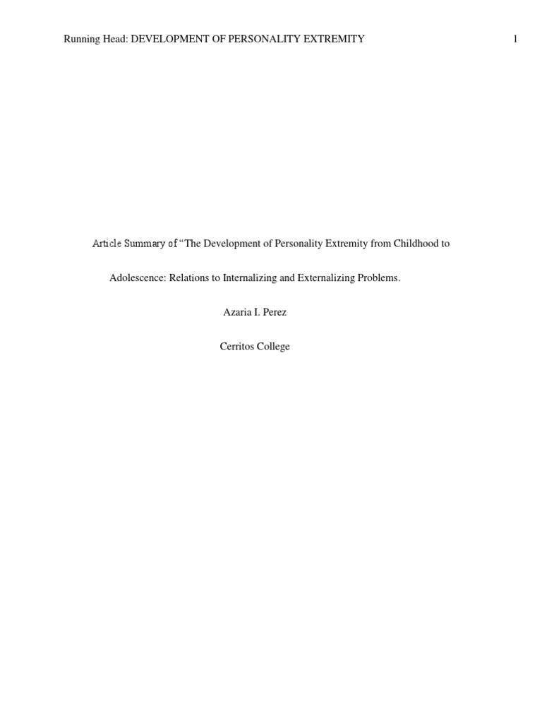 Development of Personality Extremity | PDF | Cognition | Psychology