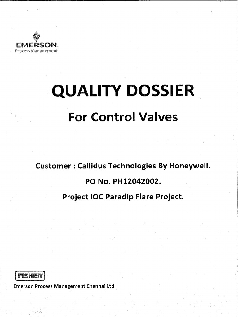 Quality Dossier - Control Valves | PDF