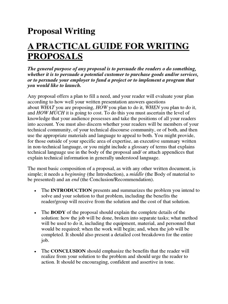 Proposal Writing A Practical Guide For Writing Proposals | PDF ...