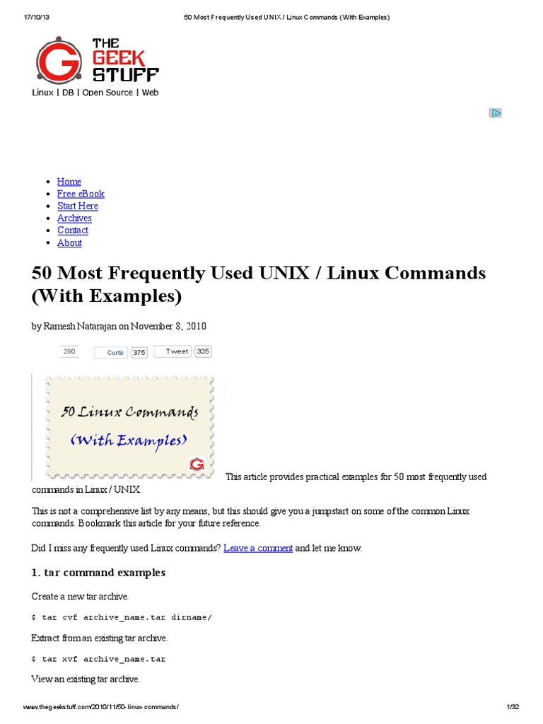 50 Most Frequently Used Unix Linux Commands With Examples Pdf File Transfer Protocol Unix