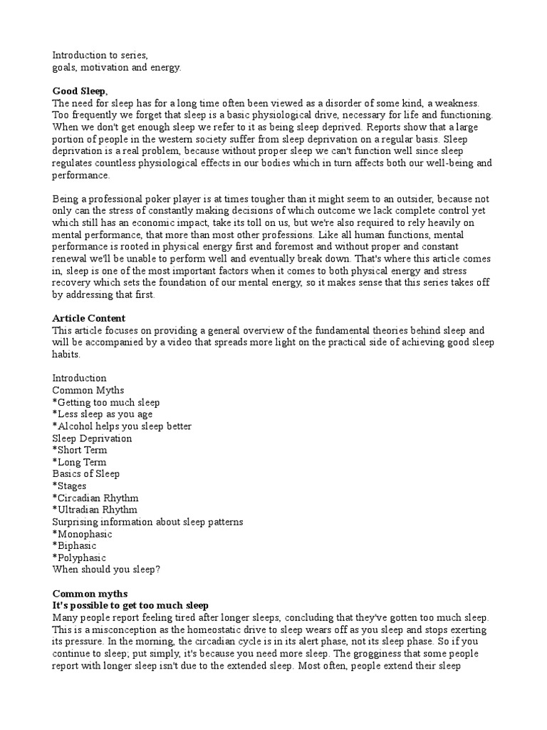 Project Sleep | PDF | Sleep Deprivation | Sleep