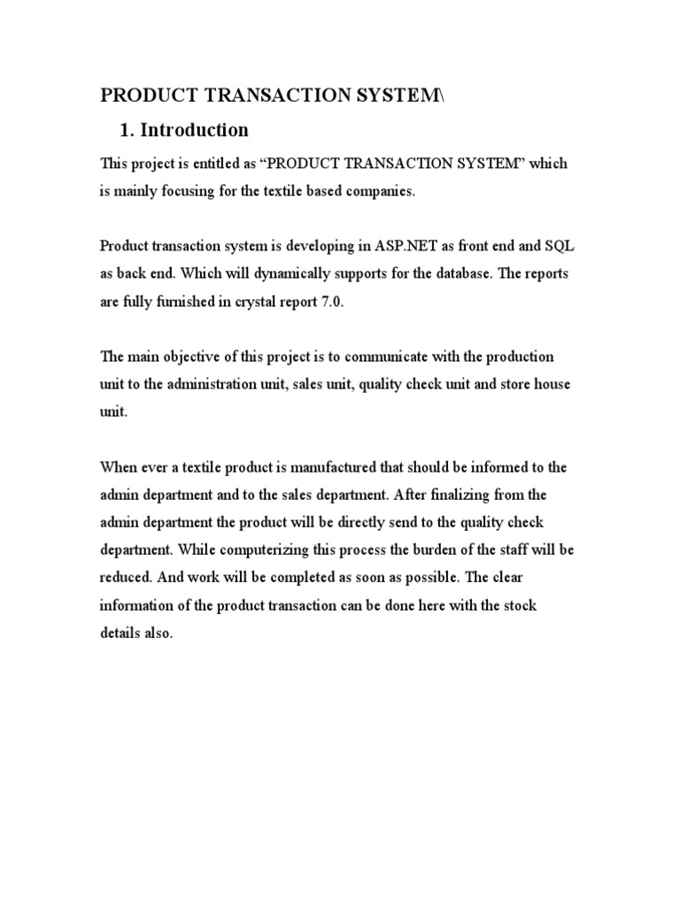 Textile Product Transaction System | PDF