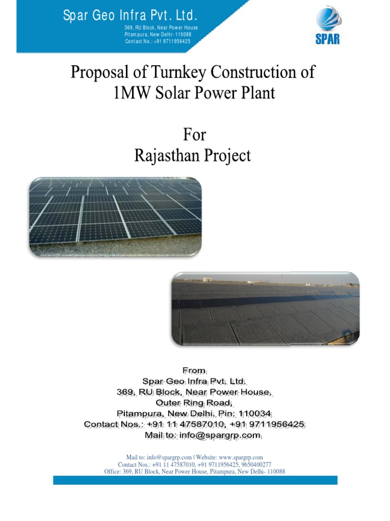 1MW Solar Project Proposal Costing | PDF | Power Inverter | Cable