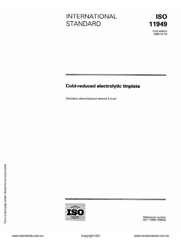 Iso 11949 - 1995 | Download Free PDF | Sheet Metal | Annealing (Metallurgy)