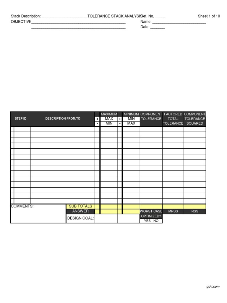 Tolerance Stack-Up Analysis Template | PDF | Computational Science ...