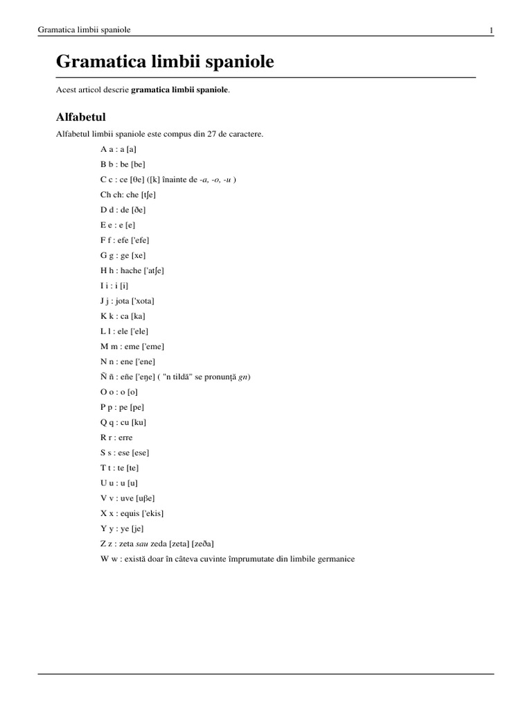 Gramatica Limbii Spaniole | PDF
