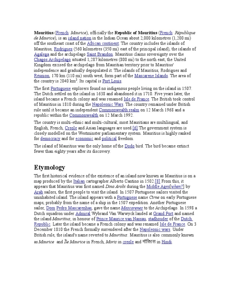 The History and Geography of Mauritius: From Arab Discovery to Modern ...