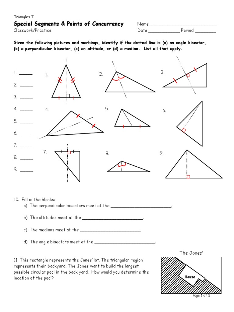 Geometry Points Of Concurrency Worksheet - Onlineworksheet.my.id