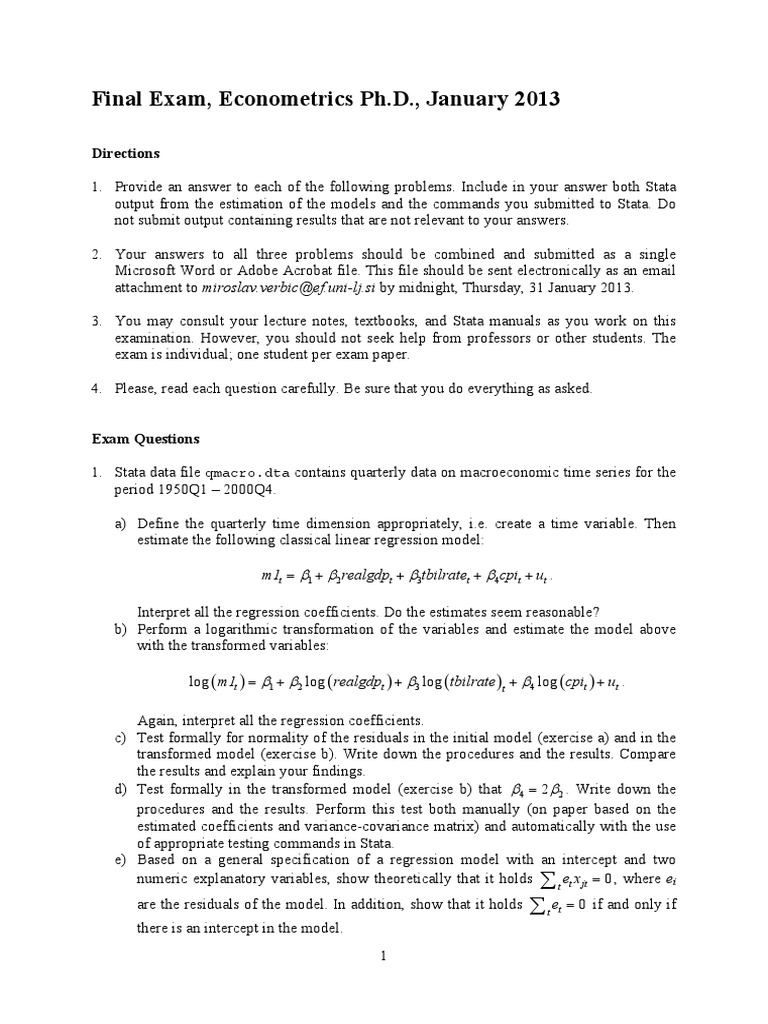 Final Exam Pdf Regression Analysis Linear Regression
