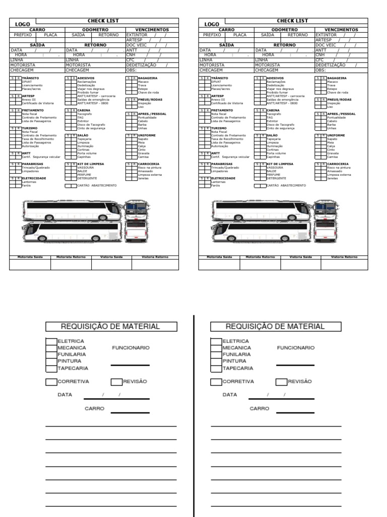 Check List Onibus | Transporte Rodoviário | Transporte | Avaliação ...