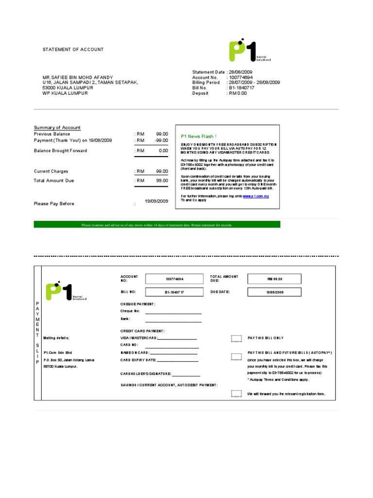 Statement of Account | Payments | Credit Card