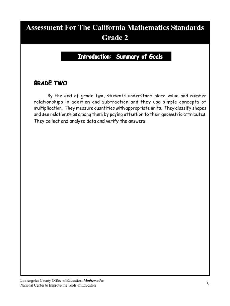 Assessment For The California Mathematics Standards Grade 2: Grade Two ...