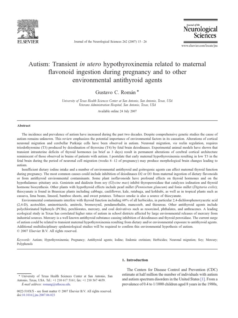 Autismo Tireoide Iodo Bociogenicos | PDF | Thyroid Stimulating Hormone ...