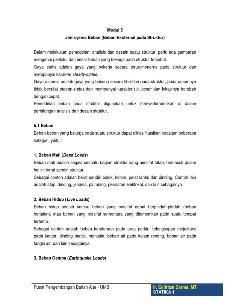 Jenis Beban & Contoh Soal | PDF