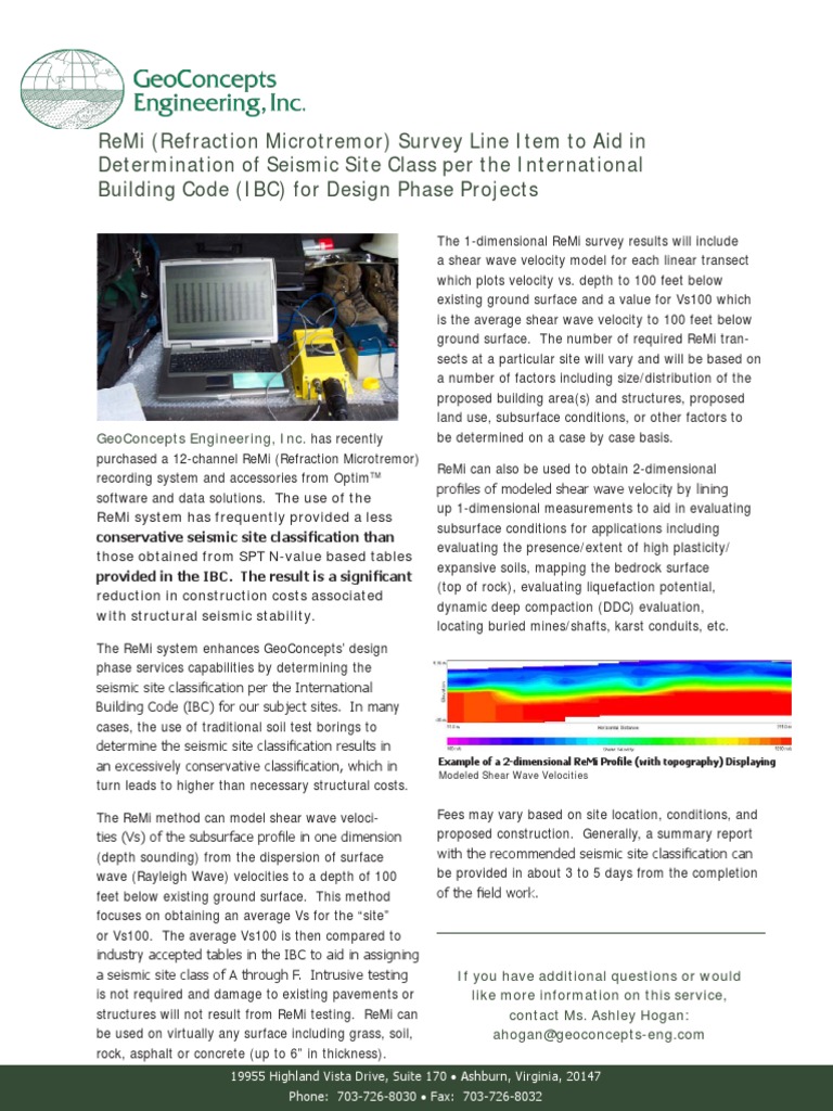 ReMi Survey Determines Seismic Site Class | PDF | Waves | Statistical ...
