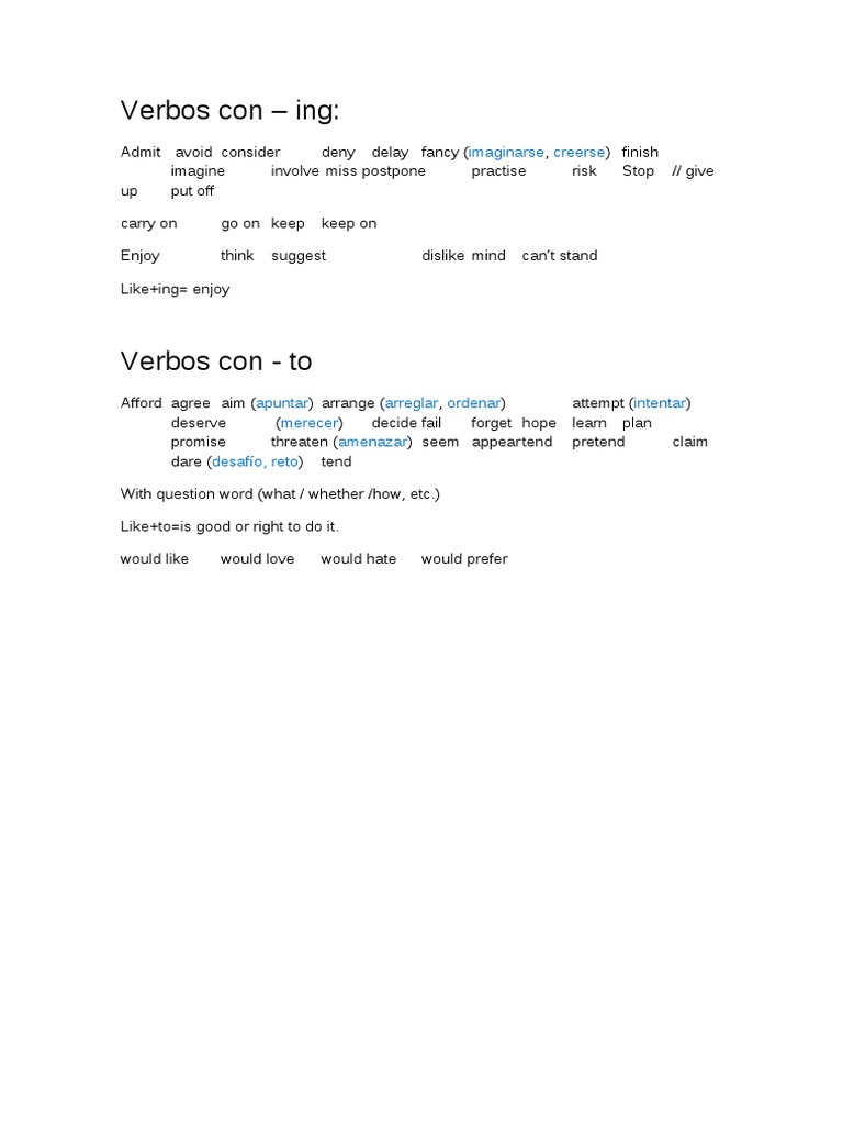 Verbos Con Ing o To | PDF | Career & Growth | Language Arts & Discipline
