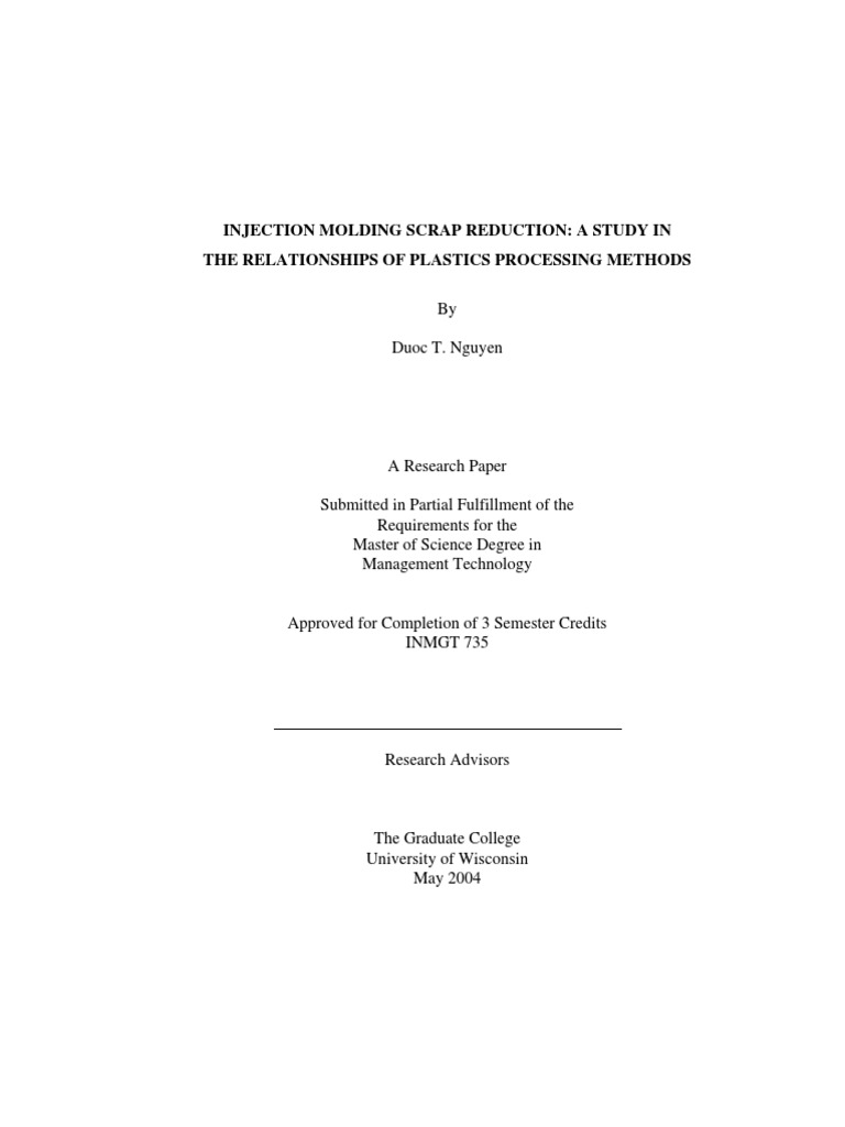 Injection Molding Scrap Reduction | PDF | Thermoplastic | Polymers