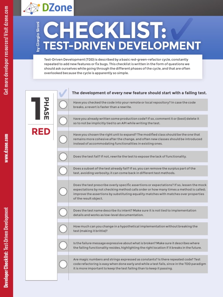 Checklist TDD | PDF | Test Driven Development | Systems Engineering
