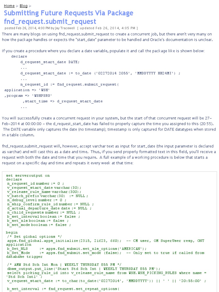 Submitting Future Requests Via Package FND - Request - Submit - Request | PDF | Computer ...
