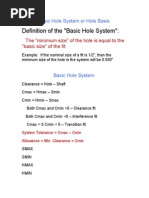 Hole Basis System Vs Shaft Basis System | PDF