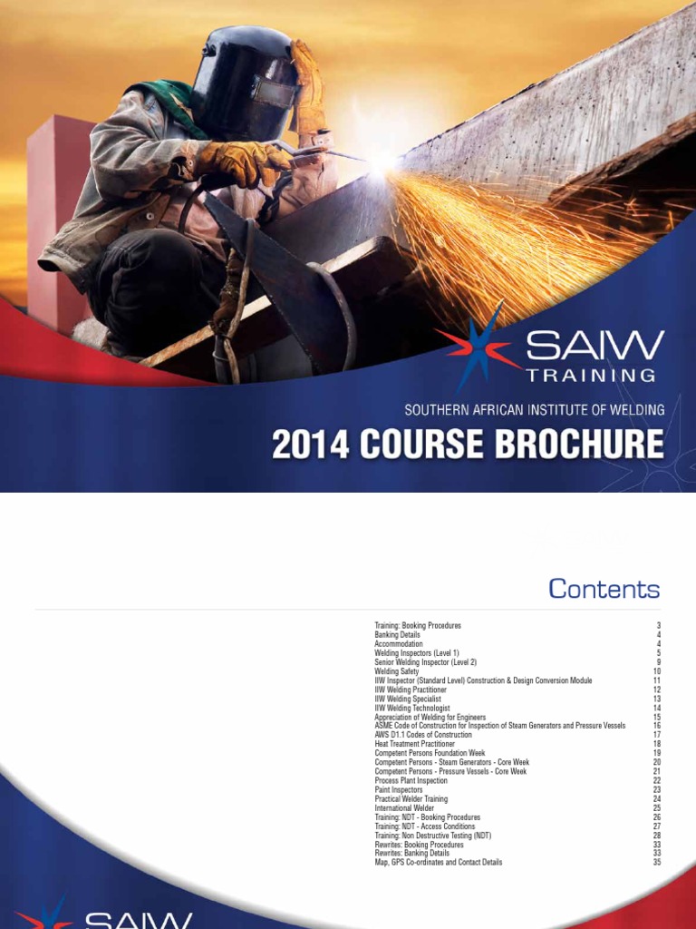 SAIW 2014 Course Brochure PDF | Welding | Construction