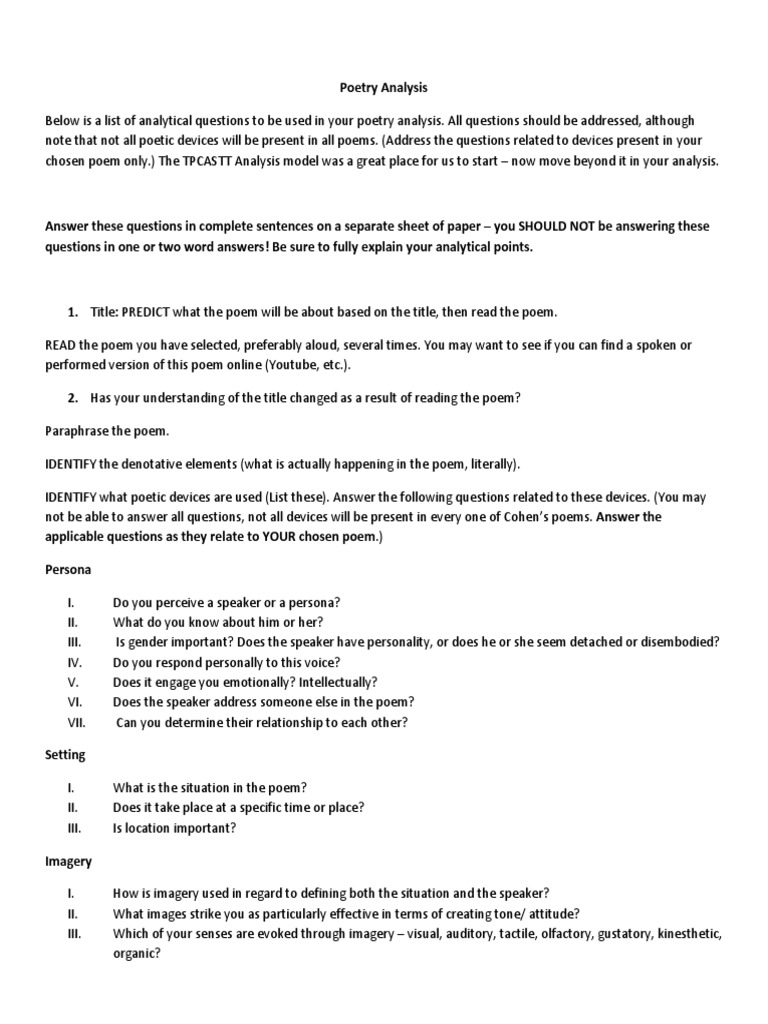 Poetry Analysis Outline | PDF | Poetry | Cognitive Science