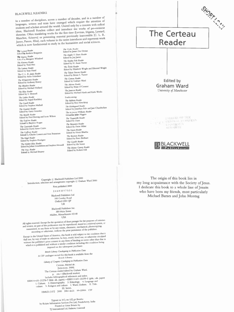 Michel de Certeau - The Certeau Reader | PDF