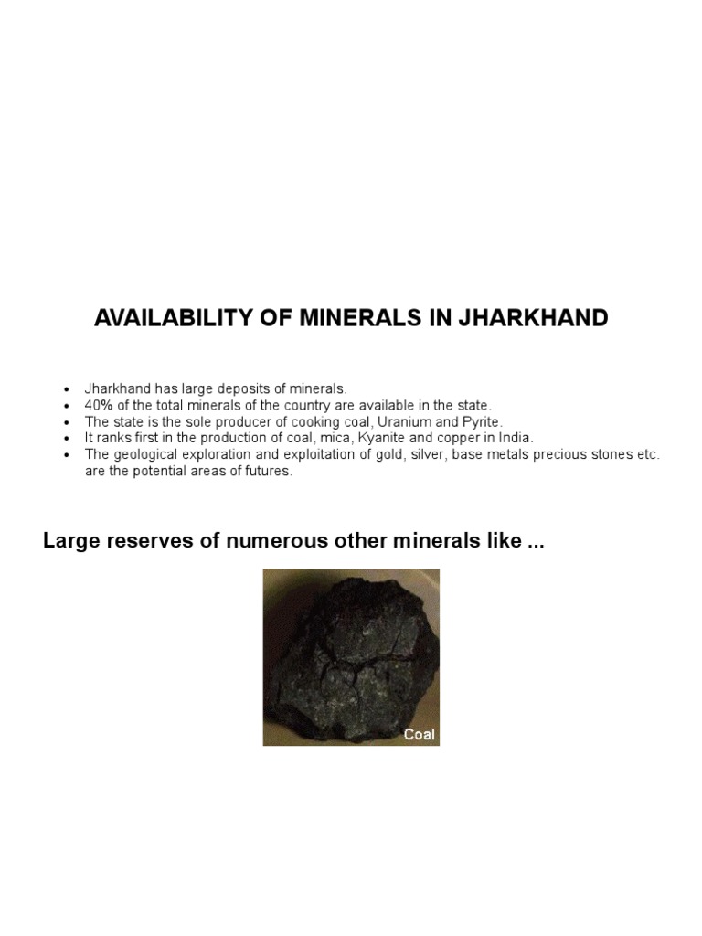 Availability of Minerals in Jharkhand | PDF | Coal | Minerals