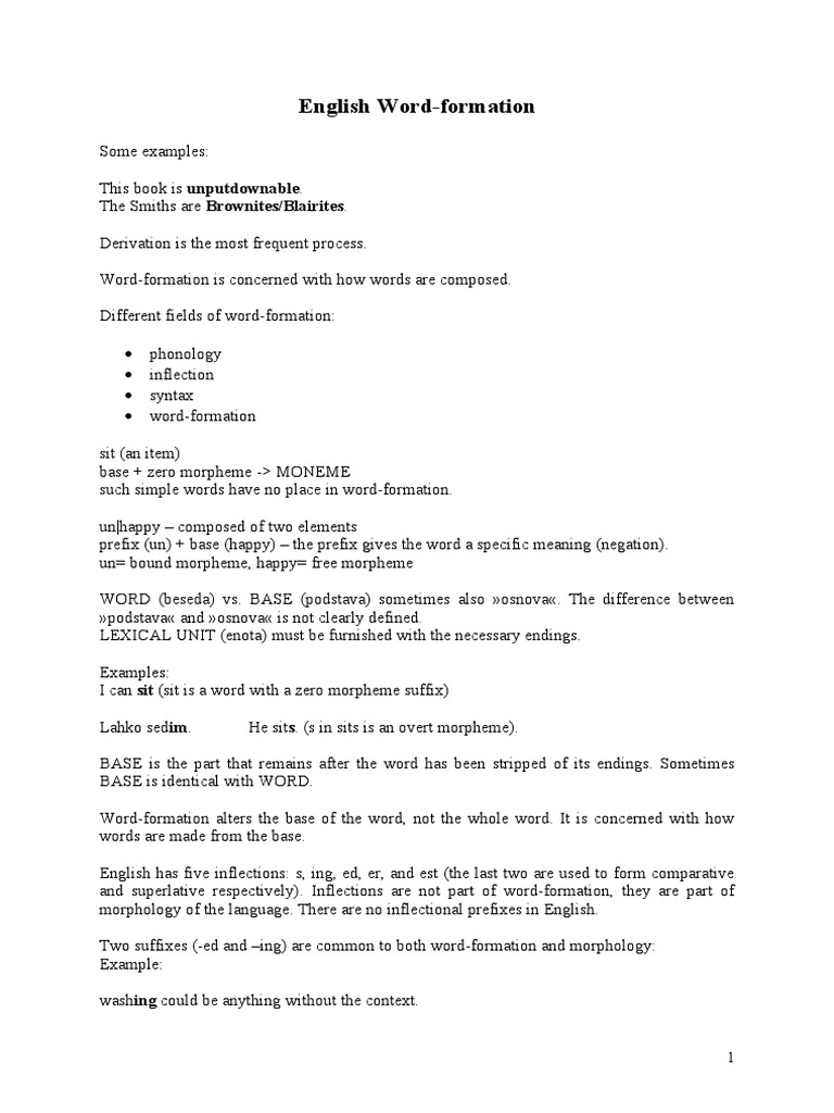 Word Formation | PDF | Morphology (Linguistics) | Word