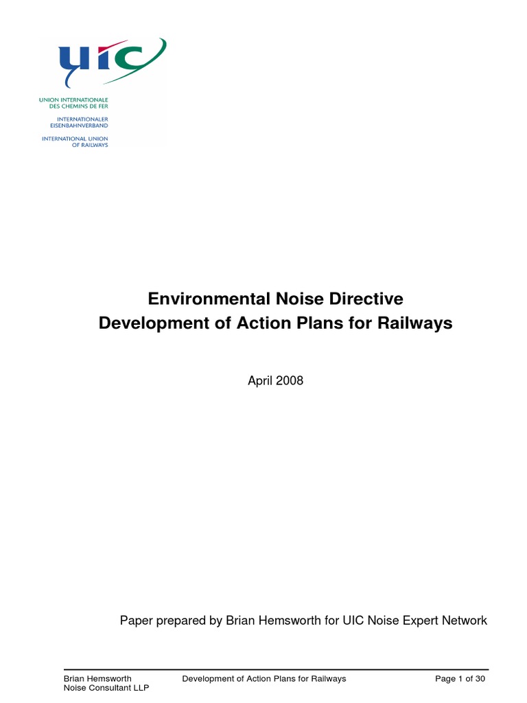 Environmental Noise Directive Development of Action Plans For Railways ...