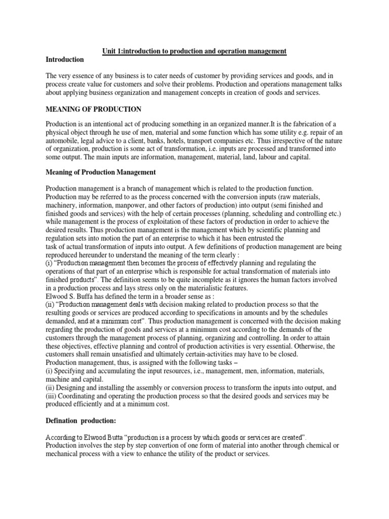 Production and Operation Management | PDF | Operations Management ...