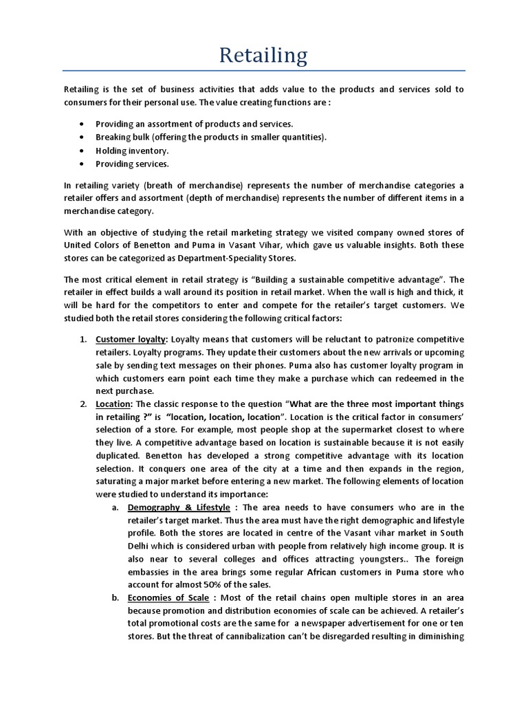 Retail Assignment | PDF | Merchandising | Retail