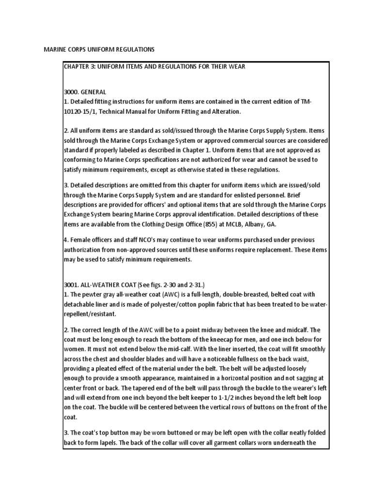 Marine Corps Uniform Regulations Ch3 | PDF | Shirt | Shoe