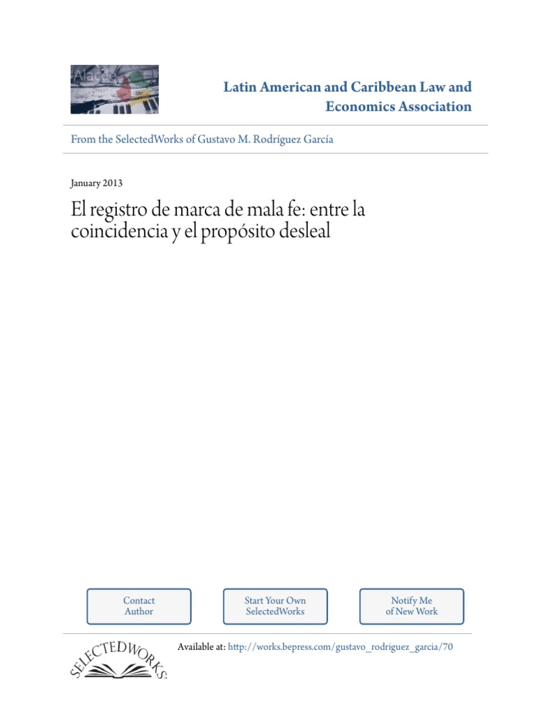 El Registro de Mala Fe y El Proposito Desleal | PDF | Marca comercial ...