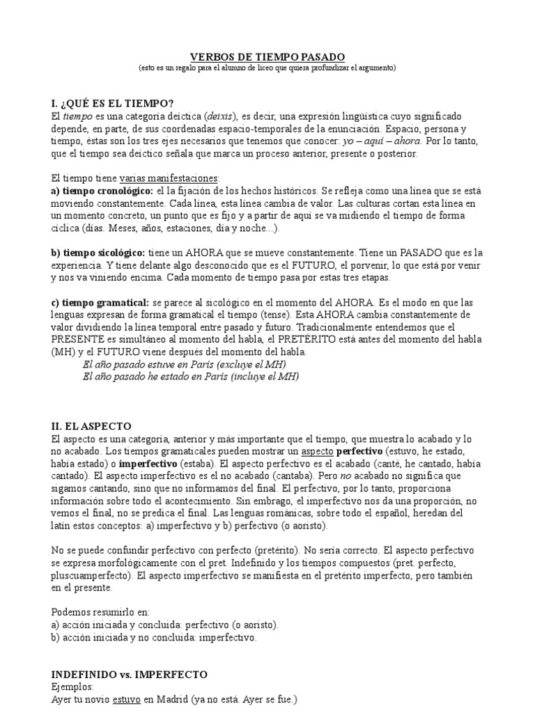 Verbos de Tiempo Pasado | PDF | Tiempo gramatical | Verbo