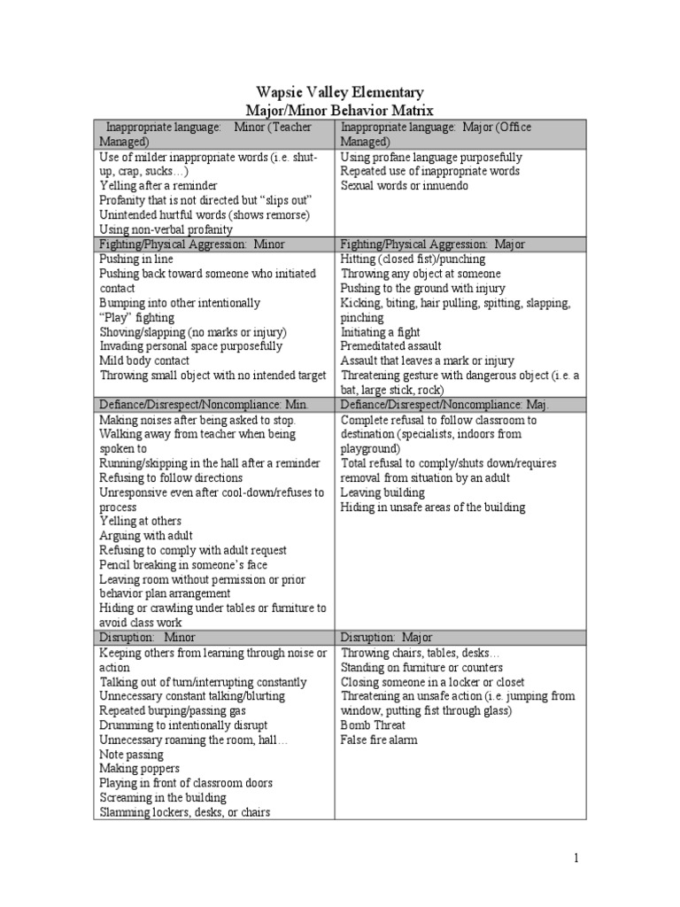 Behavior Matrix | PDF