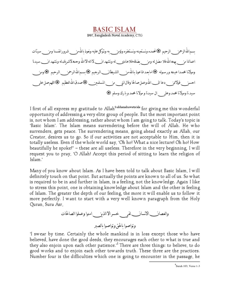 Interesting Islamic Lecture-Basic Islam | PDF | Prophets And Messengers ...
