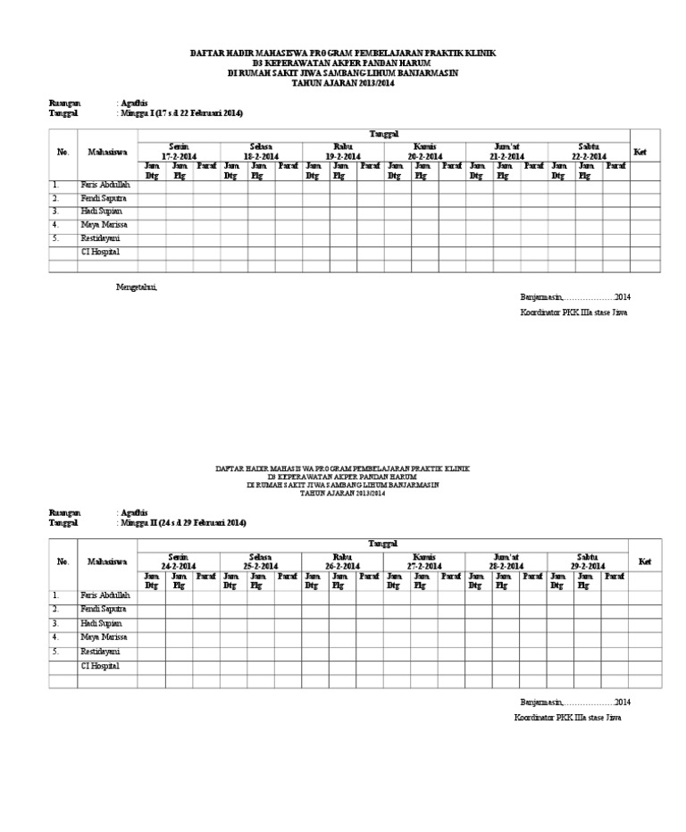 Format Absensi Mahasiswa | PDF