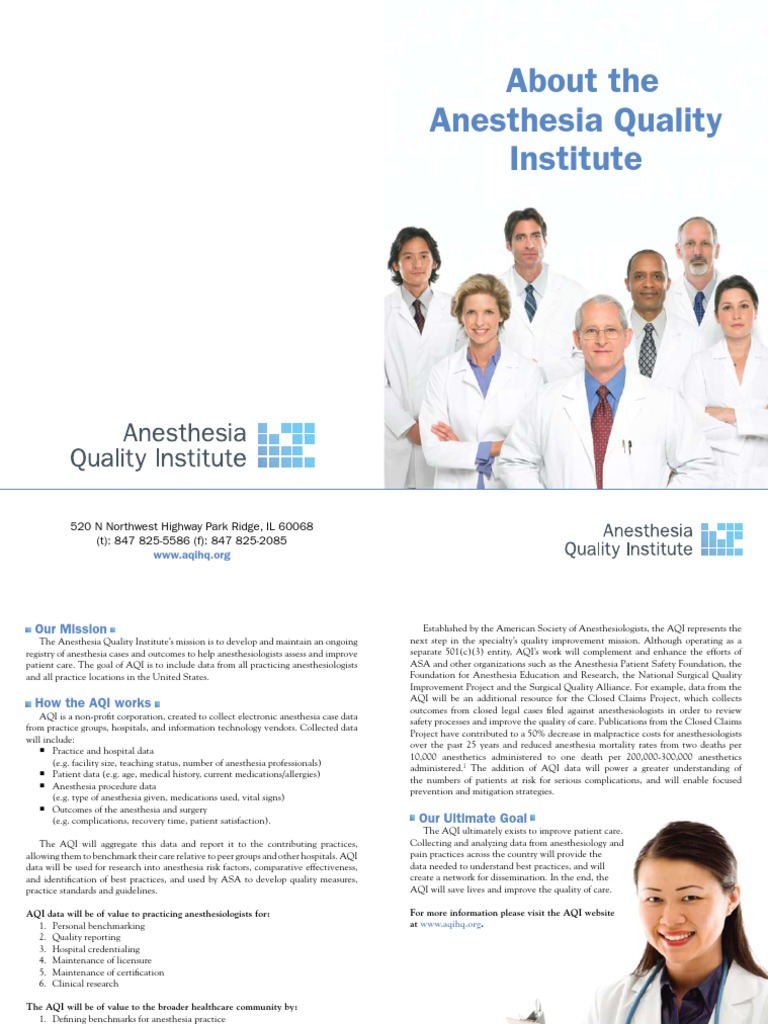 Anesthesia Quality Institute Overview | PDF | Anesthesia | Health Economics