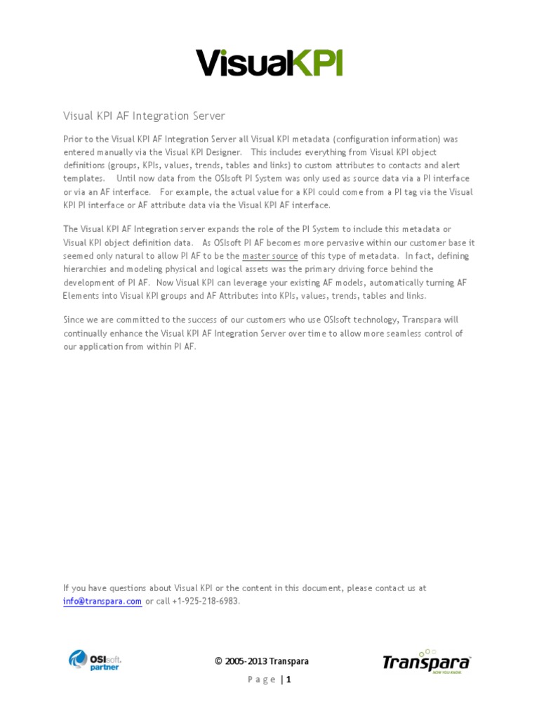 Visual KPI PI AF Integration Server | PDF | Boolean Data Type | Metadata