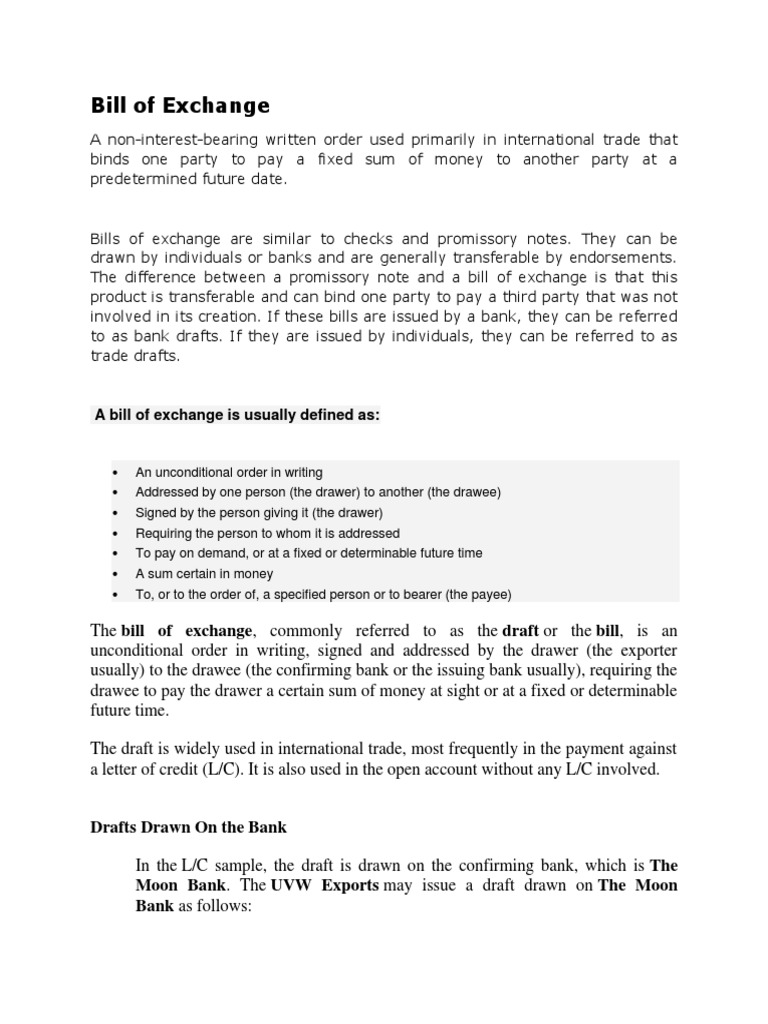 Bill of Exchange | Negotiable Instrument | Business Law