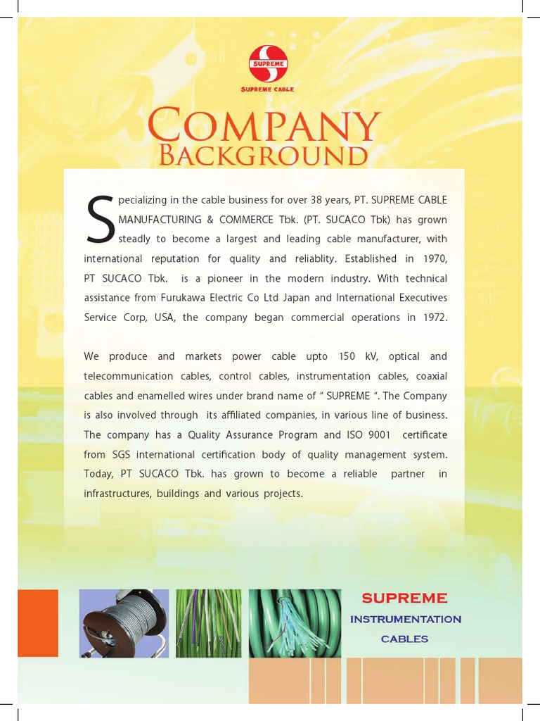 PT SUCACO Cable Product Overview | PDF | Cable | Wire