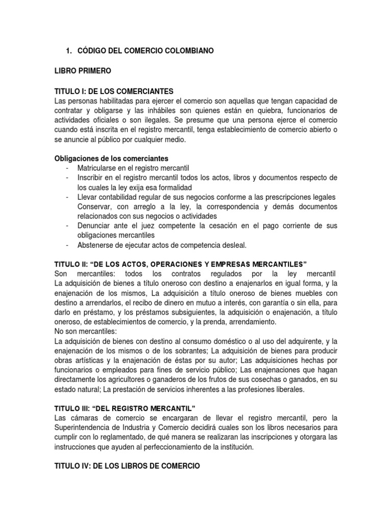 Código Del Comercio Colombiano | PDF | Sociedad de responsabilidad limitada | Farmacia