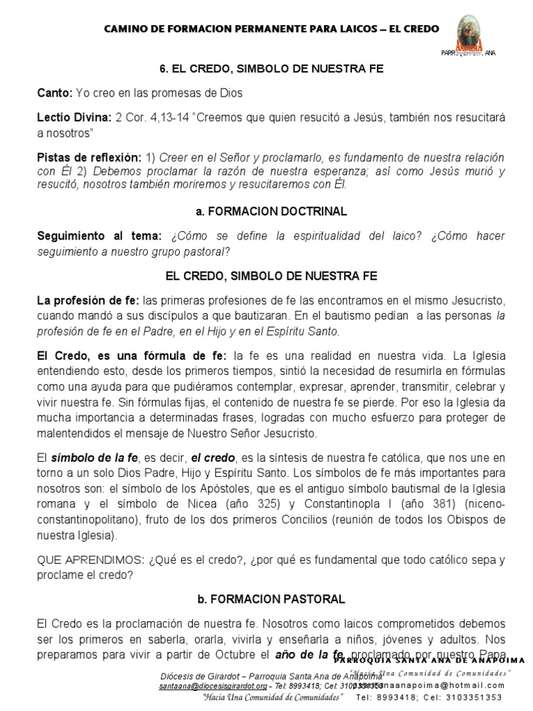 El Credo Simbolo de Nuestra Fe | Descargar gratis PDF | Religiones ...