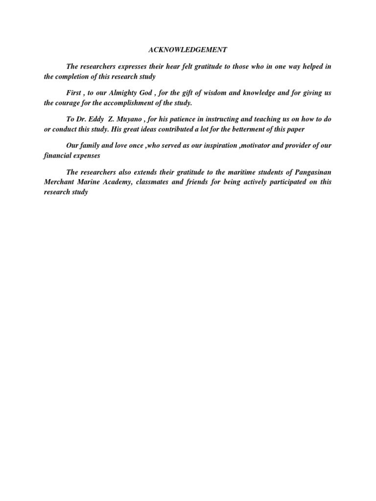 Thesis Acknowledgement Example | PDF | Wellness