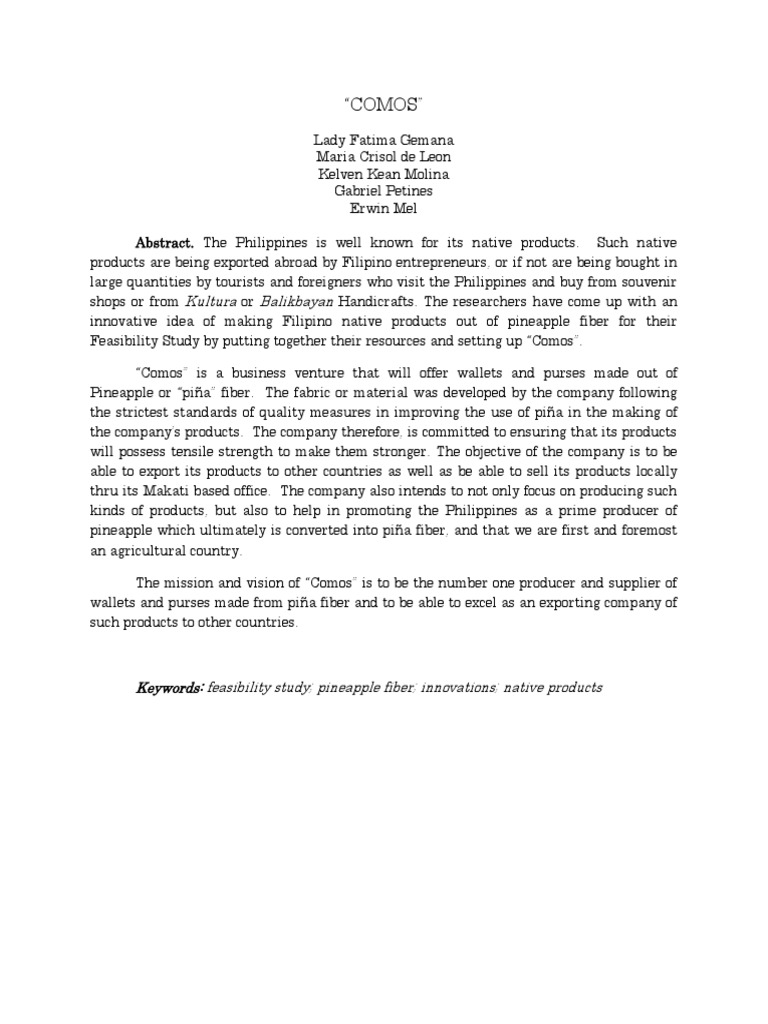 Abstract of Feasibility Study | PDF | Economies | Business