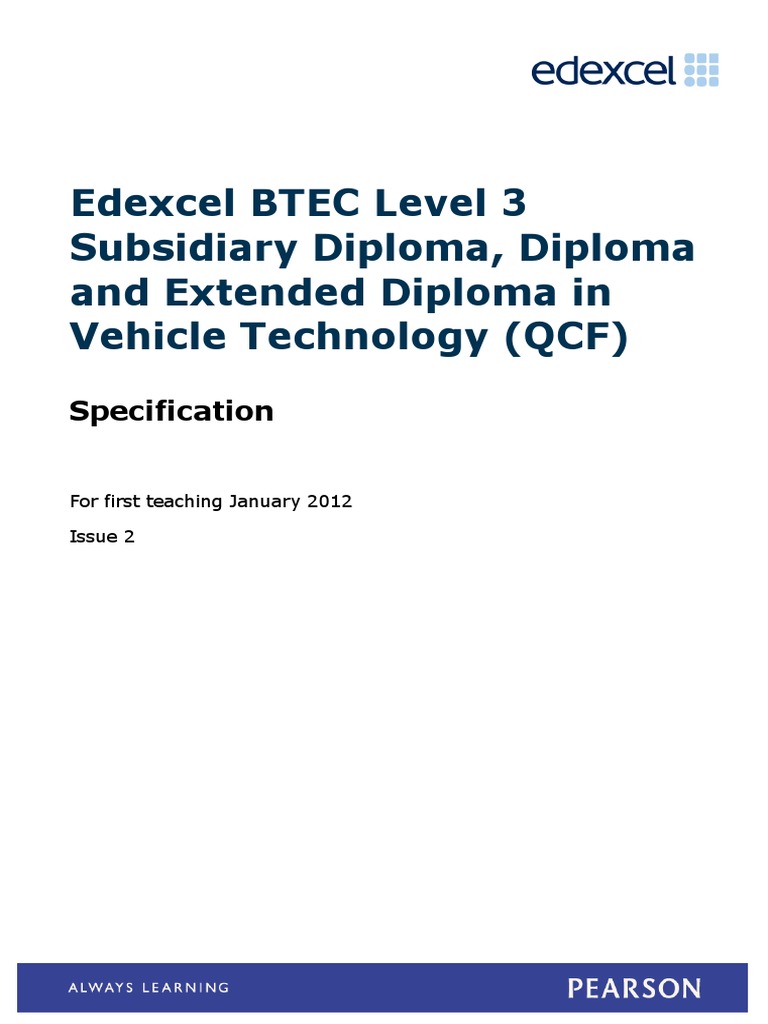BN033598 - Specification - Edexcel-BTEC-Level-3-Subsidiary-Diploma-and ...