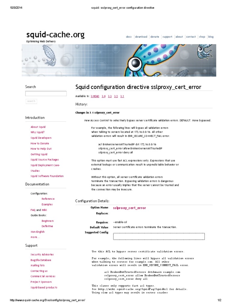 Squid - Sslproxy - Cert - Error Configuration Directive | PDF | Public ... Squid - Sslproxy - Cert - Error Configuration Directive | PDF | Public ...